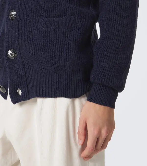 Brunello Cucinelli Cotton Shawl Collar Cardigan - Blue