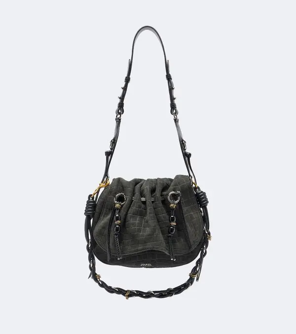 Isabel Marant Étoile Bolton Small Croc-effect Suede Shoulder Bag - Black