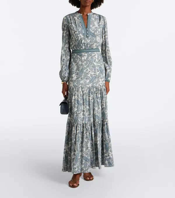 Veronica Beard Sama Printed Tiered Silk-blend Maxi Dress