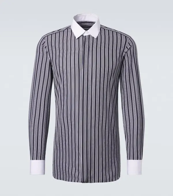 TOM FORD Striped Cotton Poplin Shirt - Multicoloured