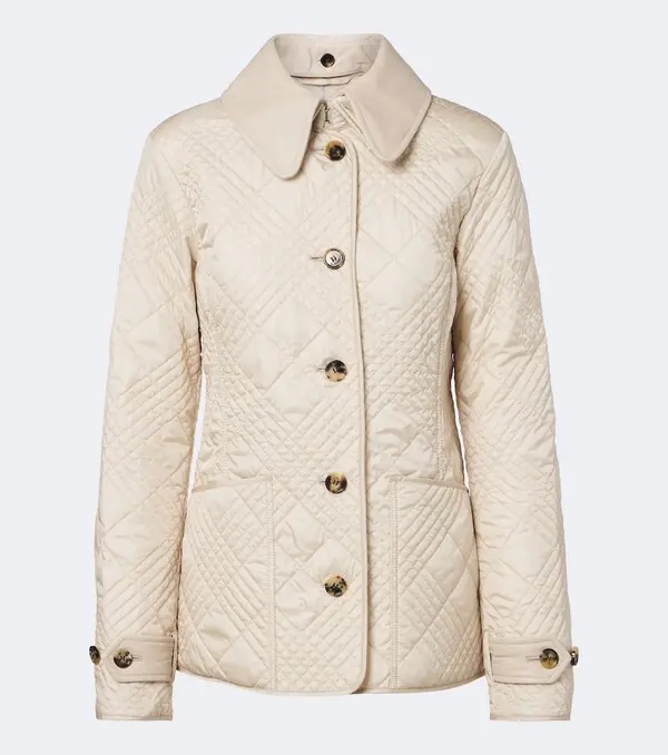 Burberry Fernleigh Quilted Jacket With Leather Trim