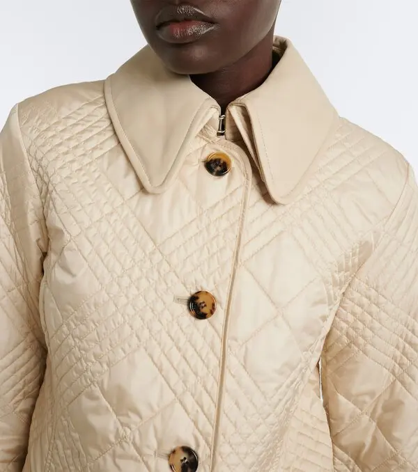 Burberry Fernleigh Quilted Jacket With Leather Trim