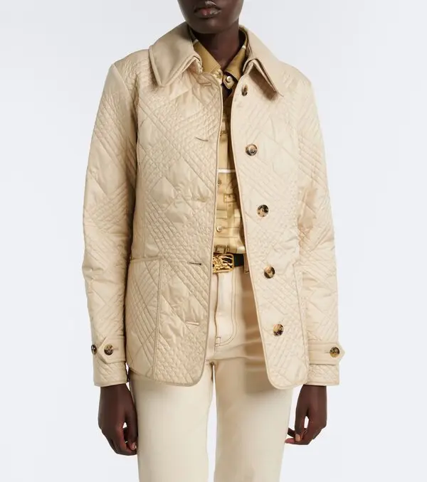 Burberry Fernleigh Quilted Jacket With Leather Trim