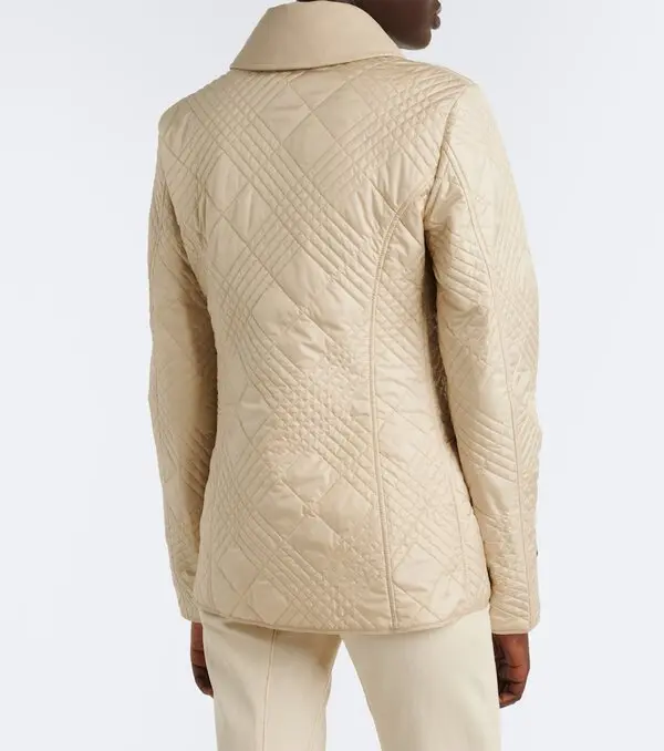 Burberry Fernleigh Quilted Jacket With Leather Trim