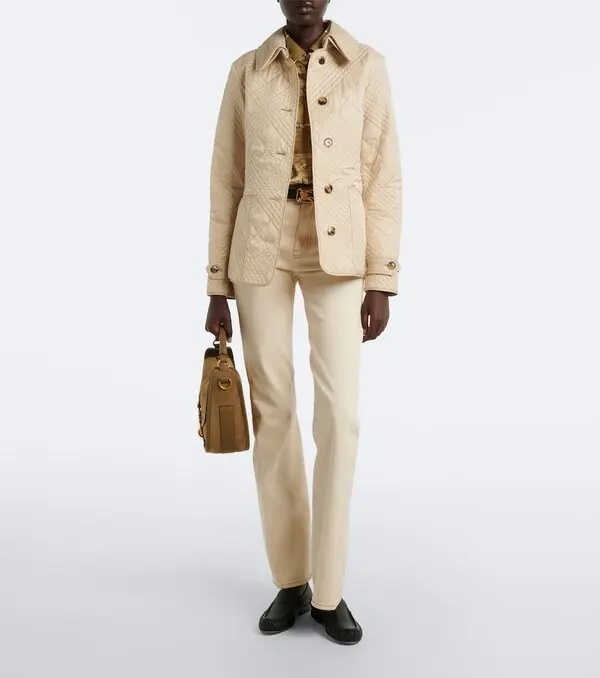 Burberry Fernleigh Quilted Jacket With Leather Trim