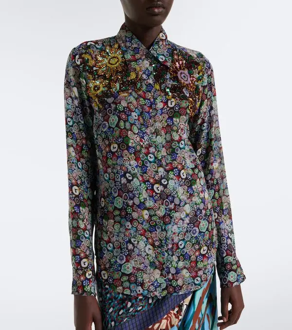 Dries Van Noten Embellished Printed Shirt - Multicoloured