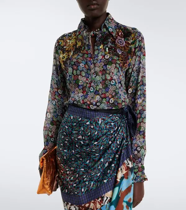 Dries Van Noten Embellished Printed Shirt - Multicoloured