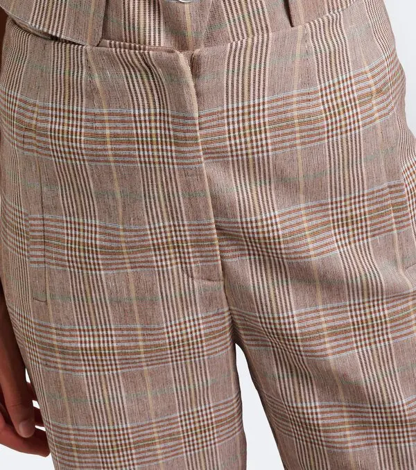 Veronica Beard Dova Cropped Cotton And Linen Wide-leg Pants - Brown