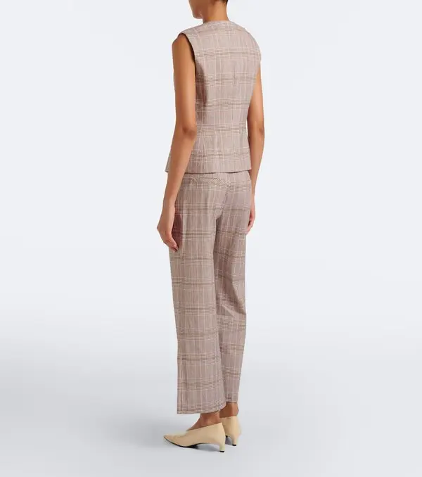 Veronica Beard Dova Cropped Cotton And Linen Wide-leg Pants - Brown