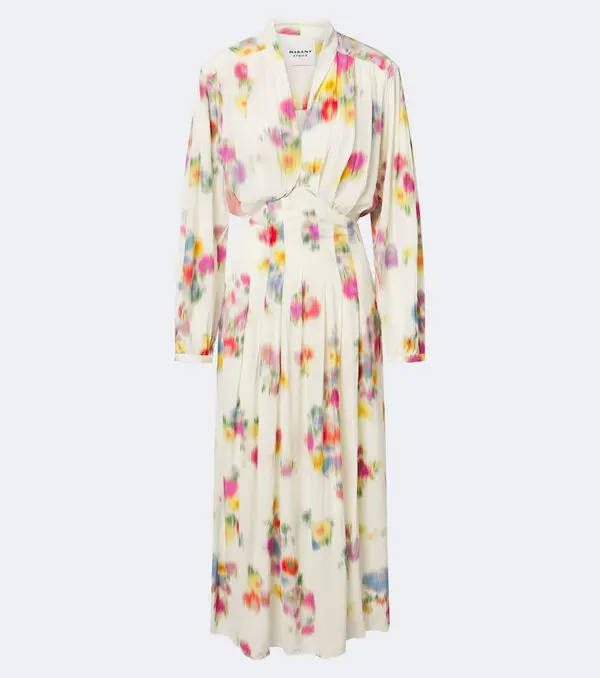 MARANT ETOILE Floral Print Pleated Midi Dress - Multicoloured