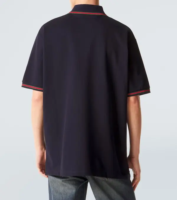 Gucci Web Stripe Cotton-blend Pique Polo Shirt