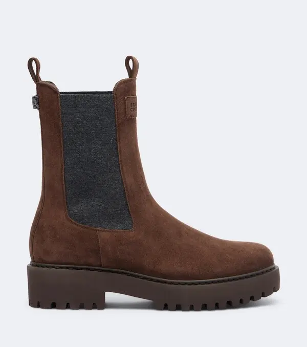 Brunello Cucinelli Monili Suede Chelsea Boots