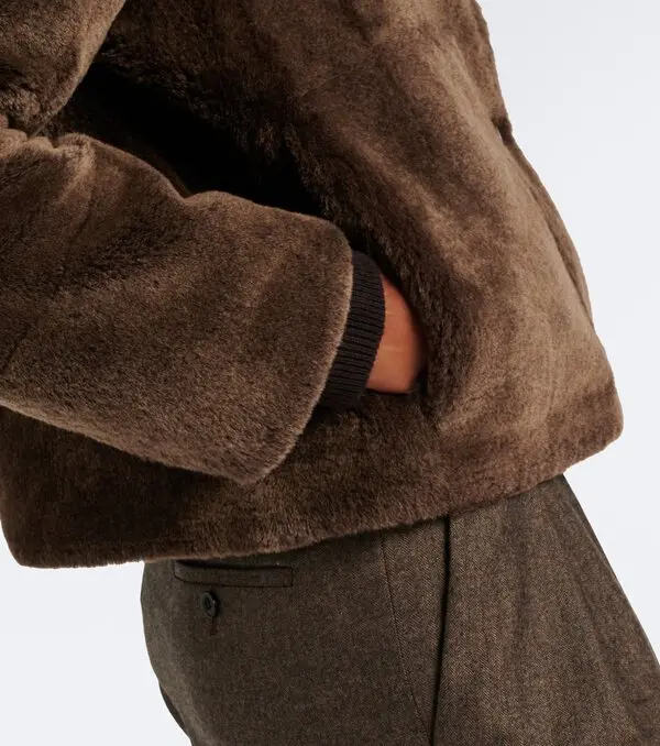 YVES SALOMON Shearling Jacket - Brown