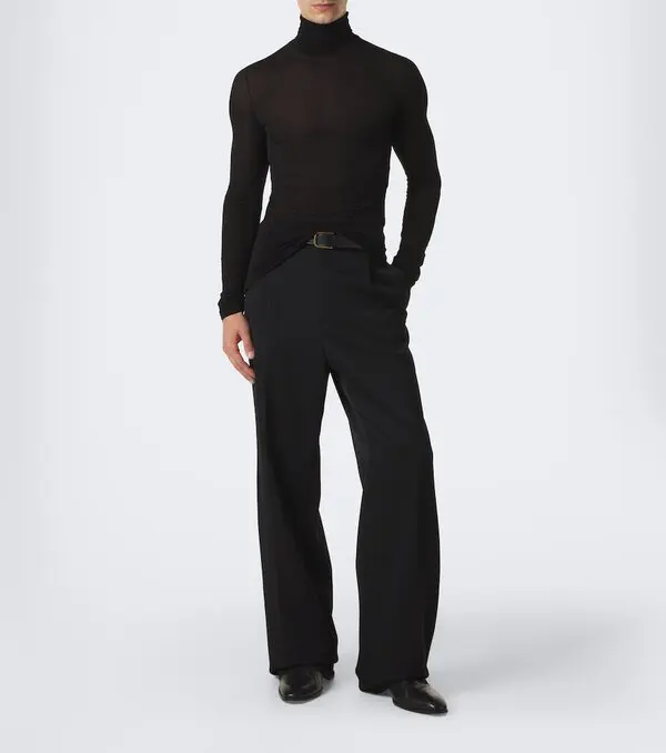Saint Laurent Wool Gabardine Wide-leg Trousers