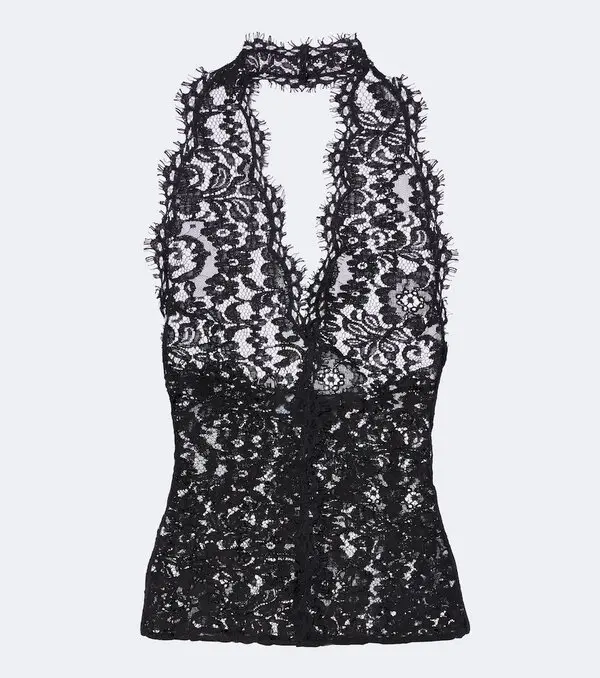 Stella McCartney Lace Halterneck Top - Black