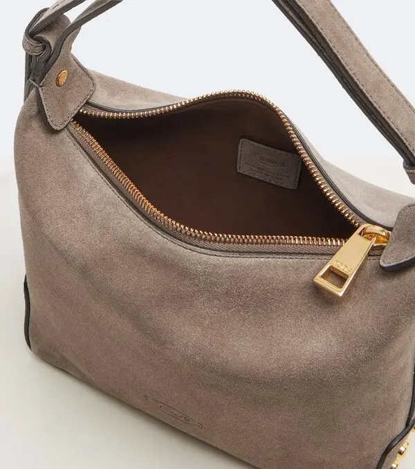 TOD'S Metal Dots Suede Top-handle Bag - Grey