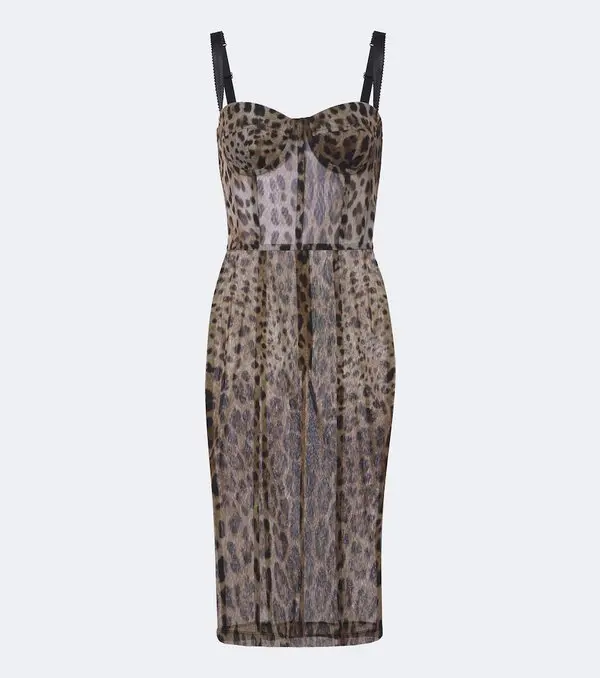 Dolce & Gabbana Leopard-print Bustier Dress - Brown