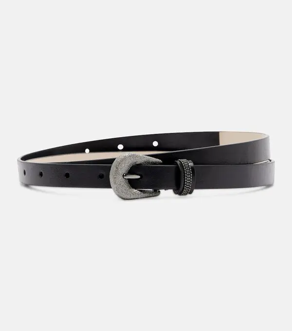 Brunello Cucinelli Monili Leather Belt - Black