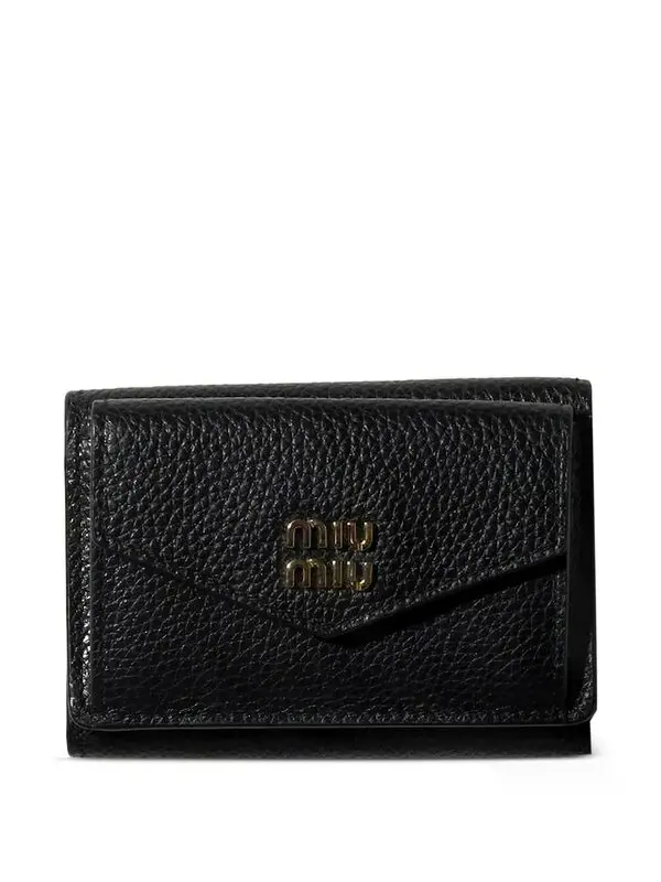 Miu Miu Small Logo-plaque Leather Wallet - Black