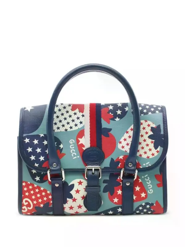Gucci Strawberry Print Tote Bag - Blue
