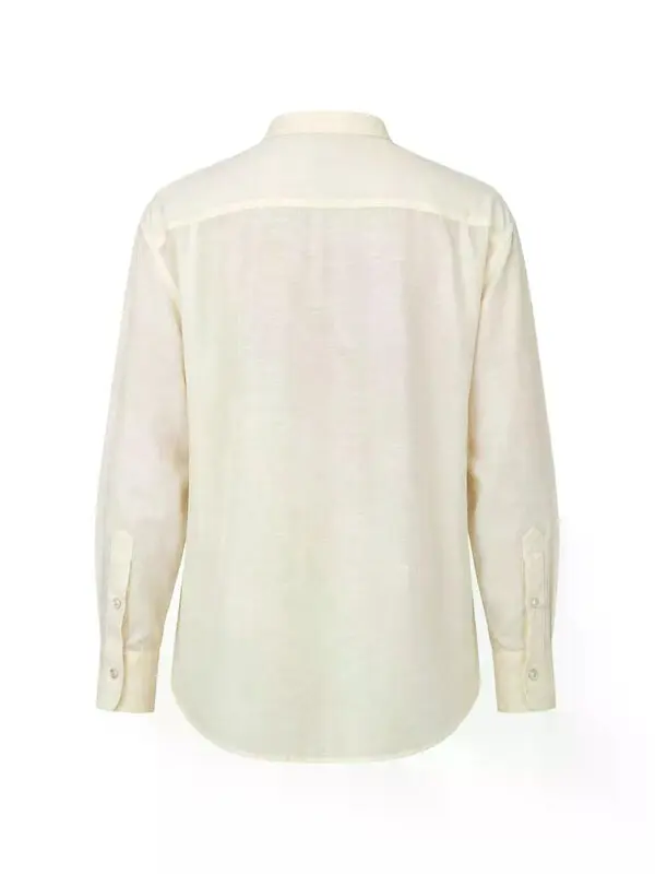 120% Lino Slub Texture Mandarin Collar Shirt - Neutrals