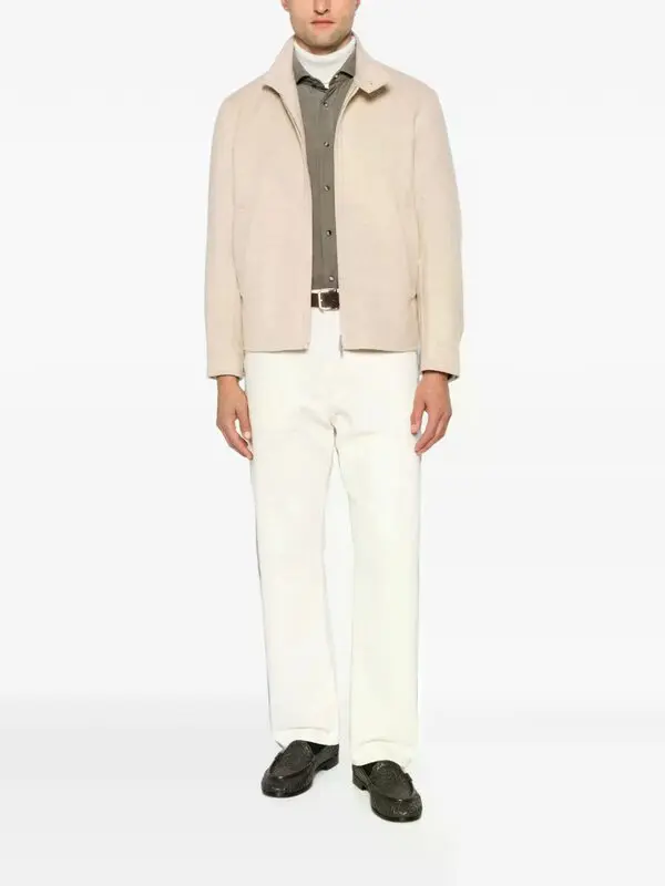 LARDINI Felted Zip-up Jacket With Buttoned Cuffs