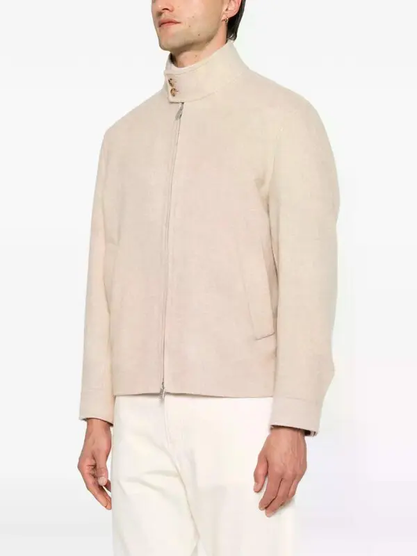 LARDINI Felted Zip-up Jacket With Buttoned Cuffs