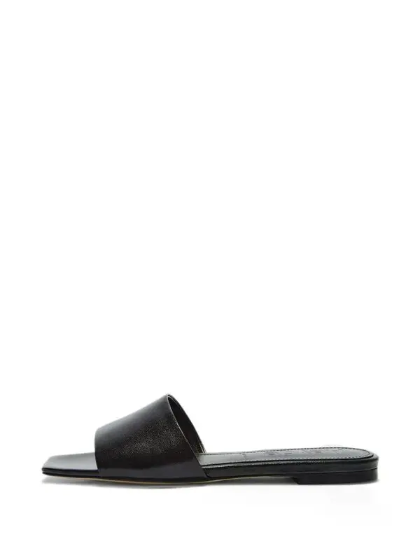 AeydĒ Anna Square-toe Leather Slides - Black