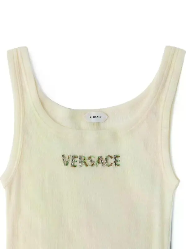 Versace Crystal-embellished Ribbed Tank Top