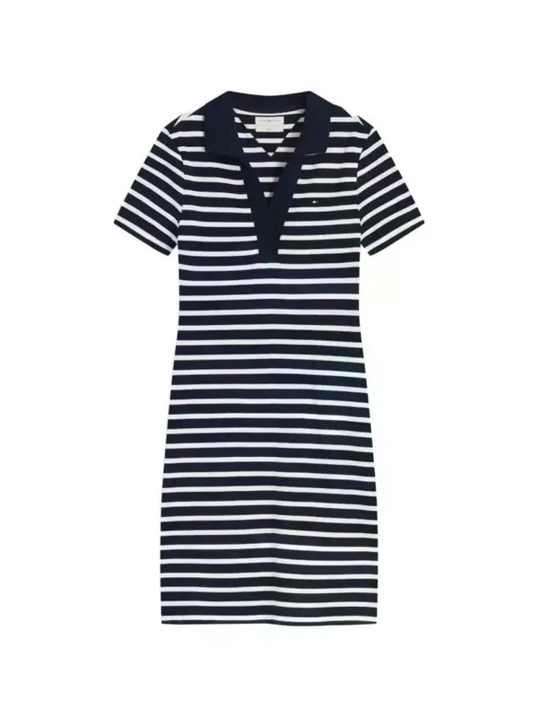 Tommy Hilfiger Striped Cotton Polo Mini Dress - Blue