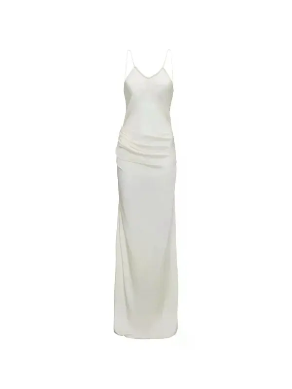 Victoria Beckham Cami Maxi Dress With Gathered Detailing And Open Back - White