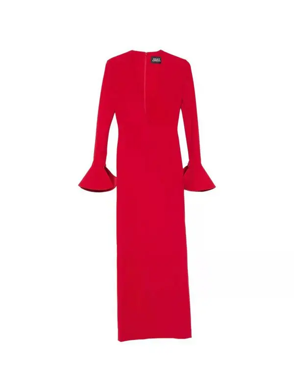 Solace London Hutton V-neck Maxi Dress - Red