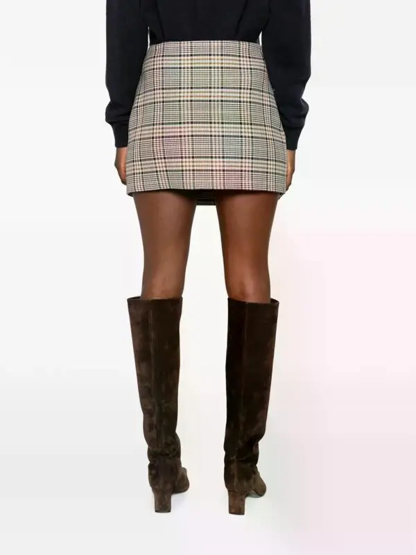 ANINE BING Check Pattern Mini Skirt