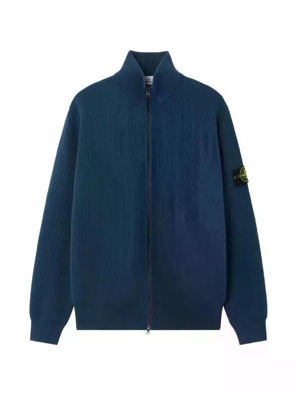 Stone Island Logo-patch Ribbed-knit Zip-fastening Cardigan