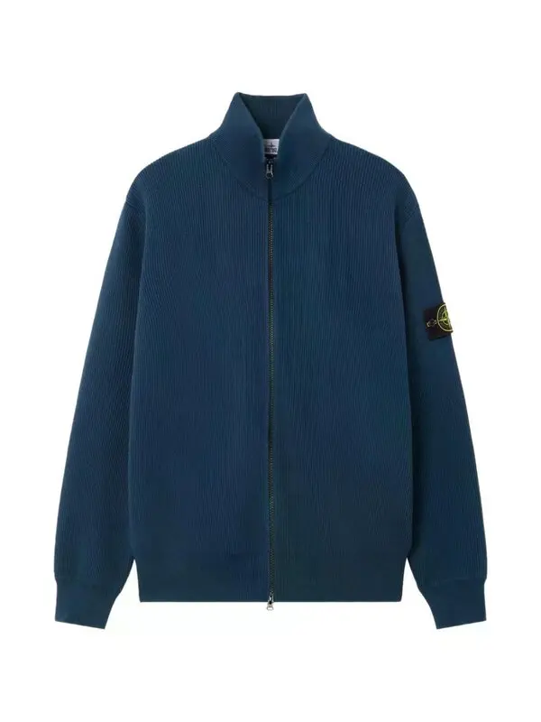 Stone Island Logo-patch Ribbed-knit Zip-fastening Cardigan