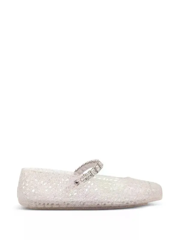 JIMMY CHOO Embellished Ballet Flats - White