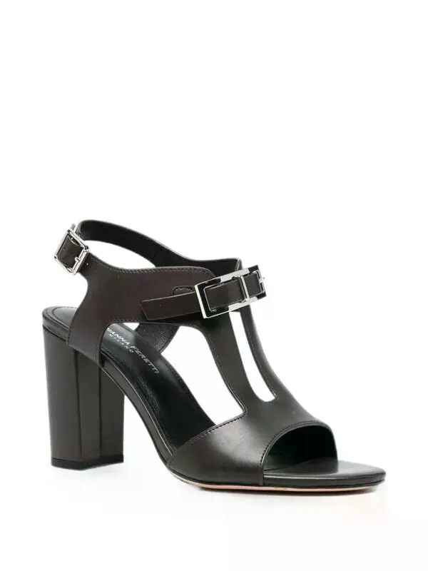 ADRIANNA FERETTI Buckle-detail T-bar Sandals - Brown