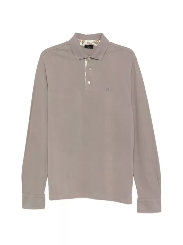 Etro Pegaso-embroidered Long-sleeve Polo Shirt