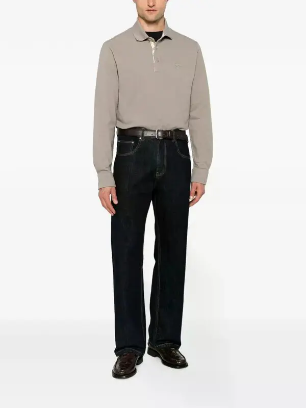 Etro Pegaso-embroidered Long-sleeve Polo Shirt
