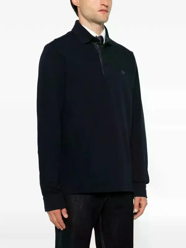 Etro Logo-embroidered Long-sleeve Polo Shirt