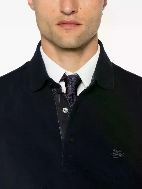 Etro Logo-embroidered Long-sleeve Polo Shirt