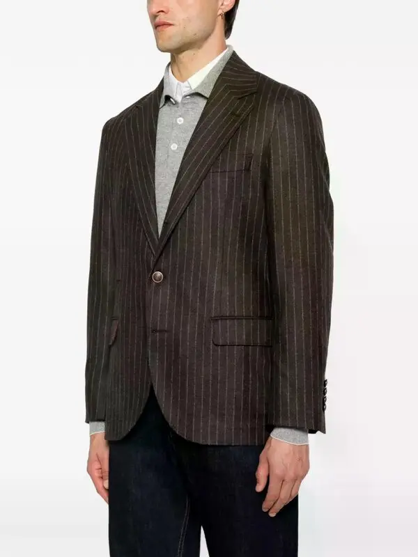 Brunello Cucinelli Pinstripe Peak-lapel Blazer - Brown