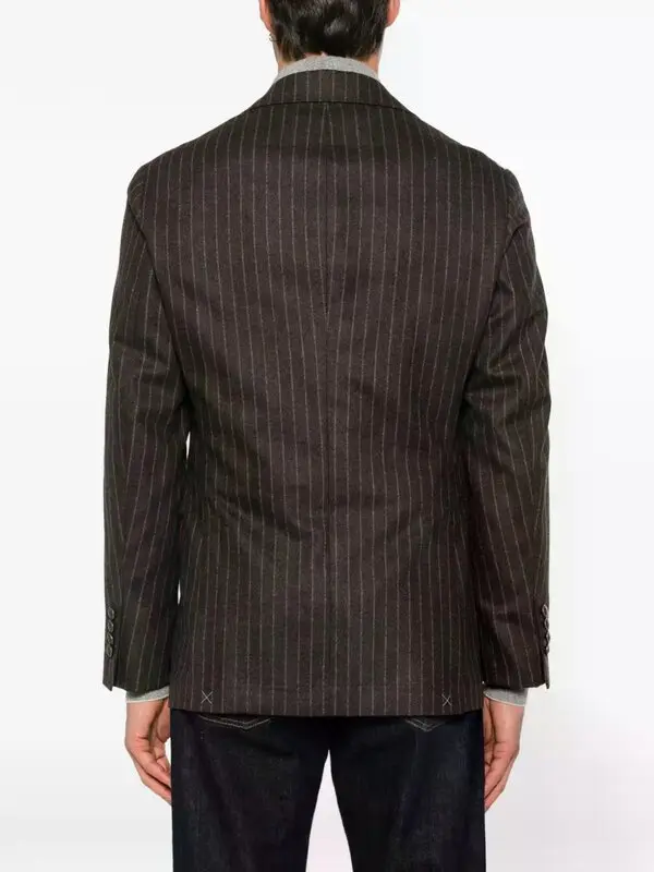 Brunello Cucinelli Pinstripe Peak-lapel Blazer - Brown