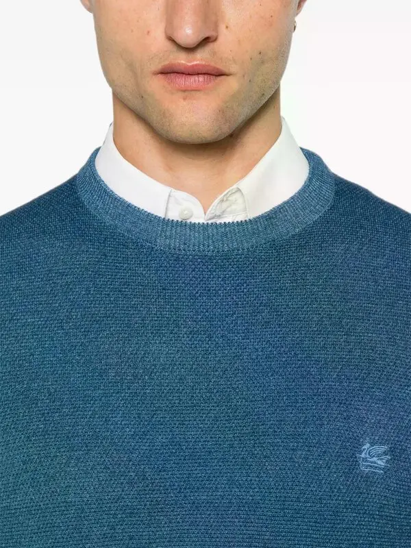 Etro Logo-embroidered Crew Neck Sweater - Blue