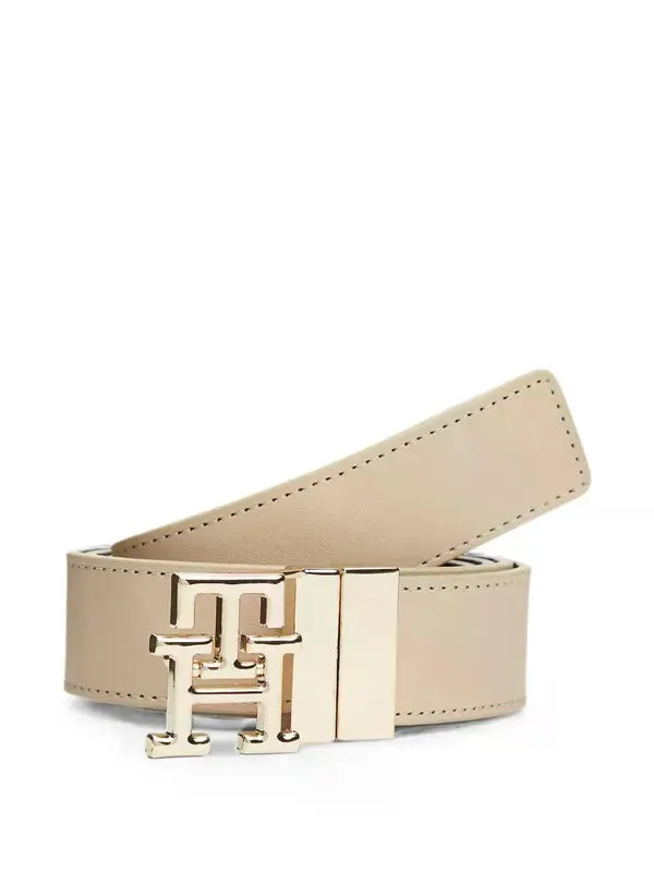 Tommy Hilfiger Reversible Monogram Leather Belt - Neutrals