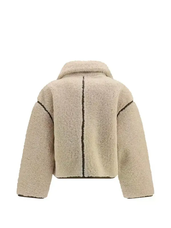 Pinko Faux Shearling And Faux Leather Trim Jacket