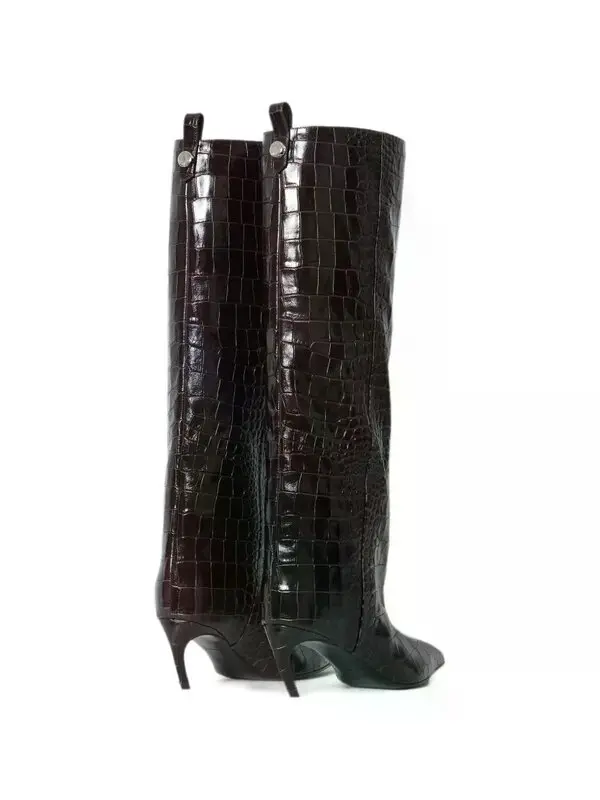 Attico Lea Croc-print Pointed Boots