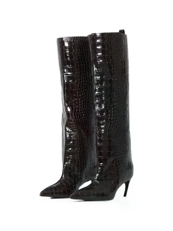 Attico Lea Croc-print Pointed Boots