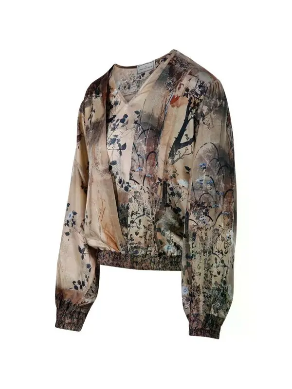PIERRE-LOUIS MASCIA Floral Print V-neck Blouse
