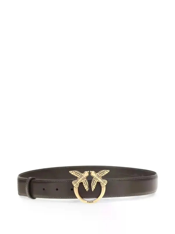 Pinko Love Birds Buckle Leather Belt - Brown